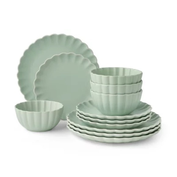 Dining | 12piece Scallop Dinnerware Set Green | Poshmark